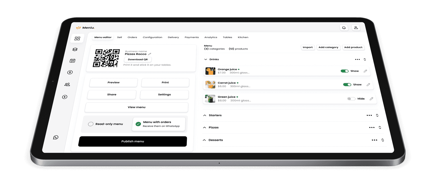Meniu - Digital Menu With Delivery, Free and Without Commissions